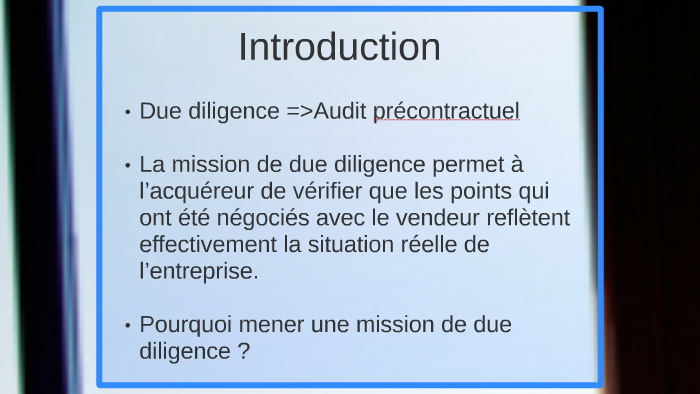 Due diligence =>Audit précontractuel by reda arif