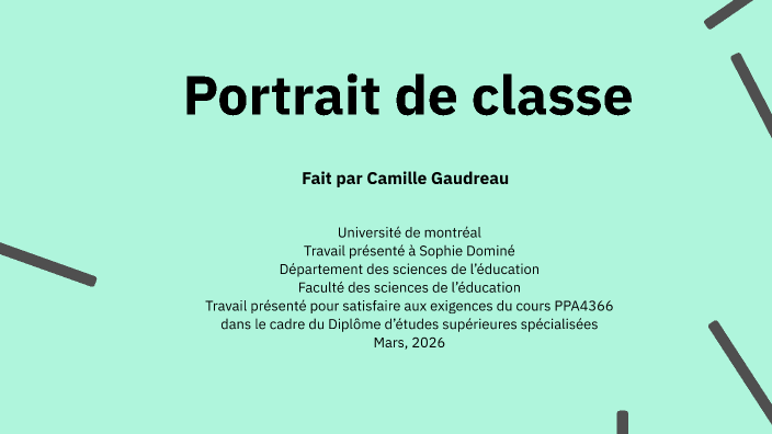 Portrait d'une classe de 3e cycle by Camille Gaudreau on Prezi