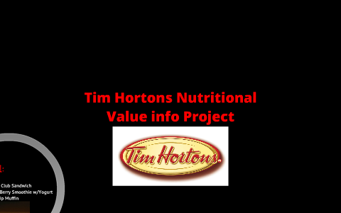 Tim Hortons Nutritional Value info by Tanner Ladi on Prezi
