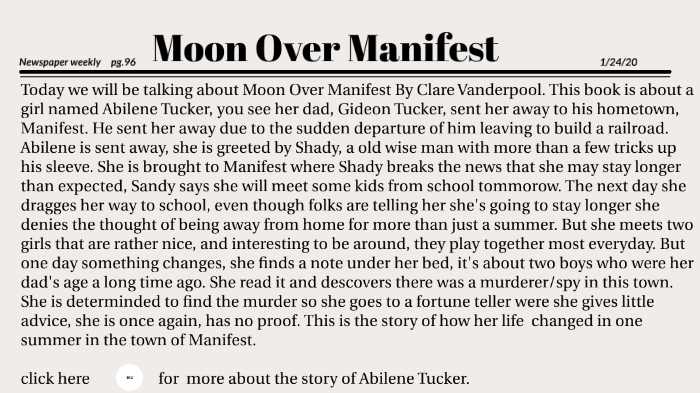 Moon Over Manifest Book Share by Sophie Smith on Prezi