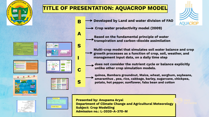 AQUACROP MODEL by Anupama Aryal on Prezi