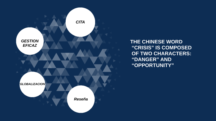 THE CHINESE WORD “CRISIS” IS COMPOSED OF TWO CHARACTERS: “DANGER” AND ...