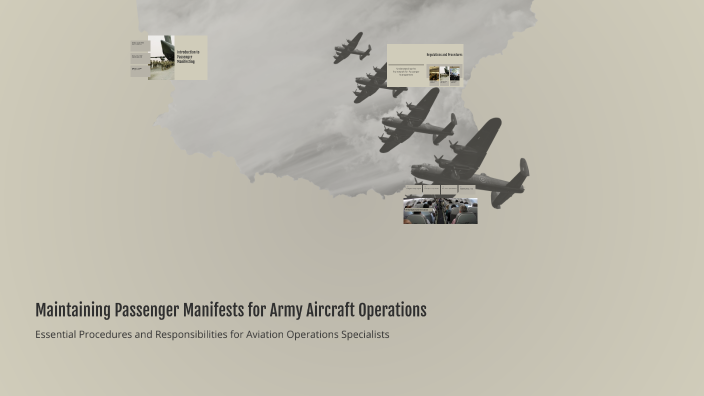 Maintaining Passenger Manifests for Army Aircraft Operations by Allen ...