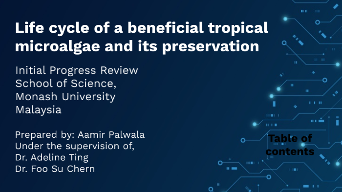 Life cycle of a beneficial tropical microalgae and its preservation by ...