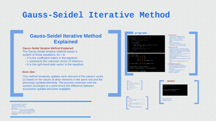 Gauss-Seidel Iterative Method by ghofran ben on Prezi