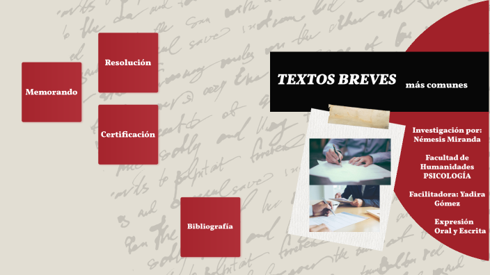Textos breves más comunes by Némesis Miranda on Prezi