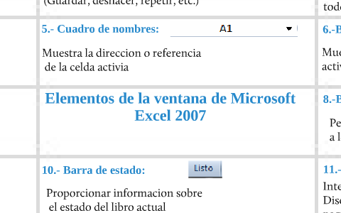 Elementos de la ventana de Microsoft Excel 2007 by Ruben Izqquierdo ...