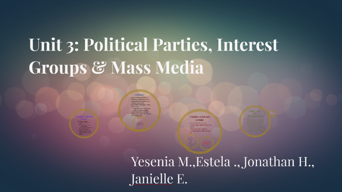 Unit 3: Political Parties, Interest Groups & Mass Media by Yesenia ...