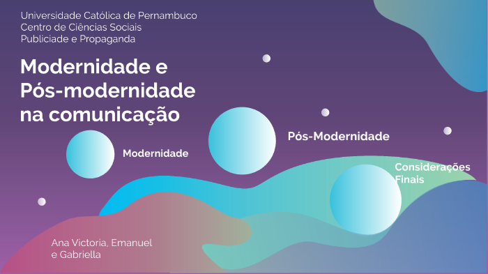 Modernidade e Pos-modernidade na comunicação by Gabriella Acioli on Prezi