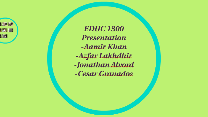 EDUC 1300 Presentation by Aamir Khan on Prezi