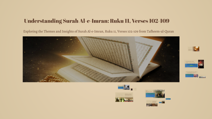 Understanding Surah Al-e-Imran: Ruku 11, Verses 102-109 by Amna Hamid ...
