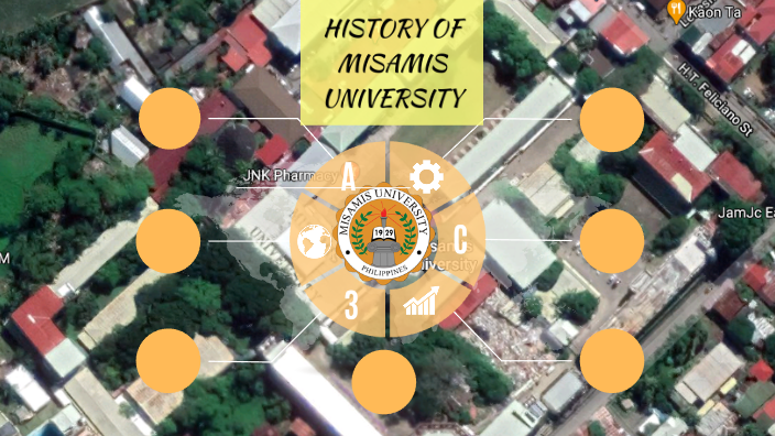Graphic map of the history of Misamis University by Noella Gendel on Prezi