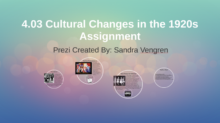 4.03 Cultural Changes in the 1920s Assignment by Sandra Vengren on Prezi