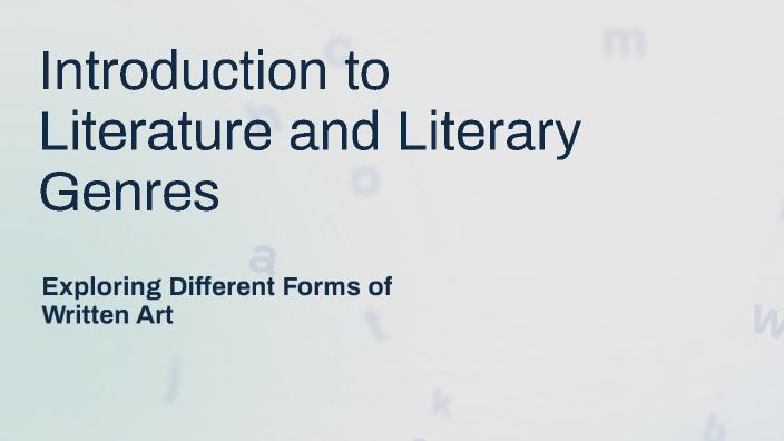Introduction to Literature and Literary Genres by Marisa Mastrototaro ...