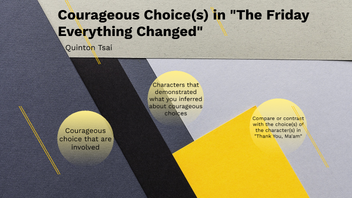 Courageous Choice(s) in "The Friday Everything Changed" by Quinton Tsai ...