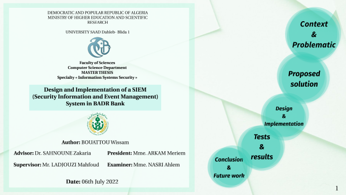 Design and implementation of a SIEM in BADR - Wissam BOUATTOU by wis ...