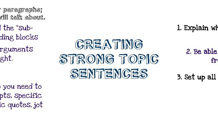 CREATING STRONG TOPIC SENTENCES By Philippe Celestin