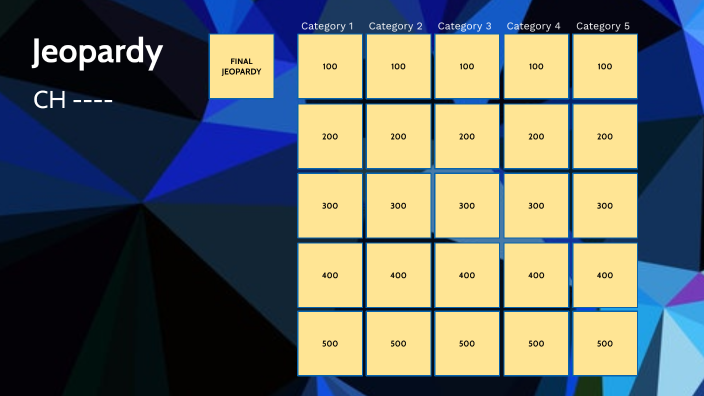 Jeopardy Template by Mrs. Woodby on Prezi