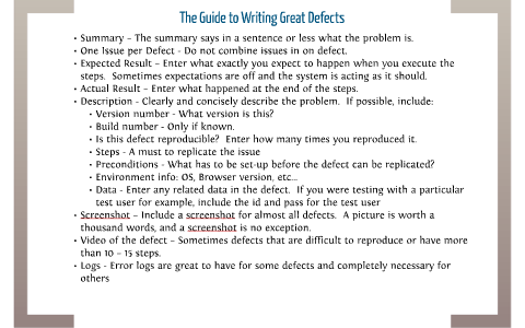 The Guide to Writing Great Defects by Carl Arndt on Prezi