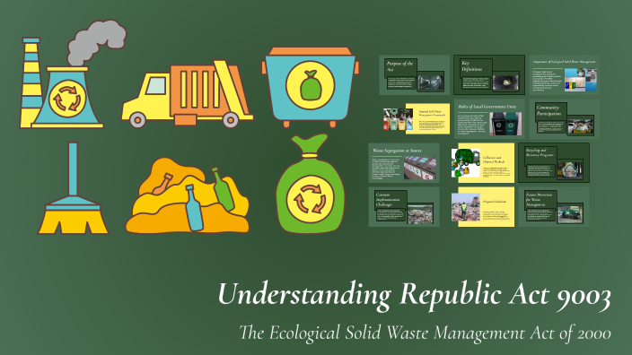 Republic Act (RA) 9003, also known as the Ecological Solid Waste ...