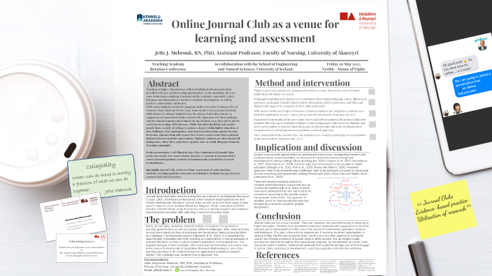 Online Journal Club as a venue for learning and assessment by jette ...