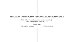 KEBIJAKAN DAN PEDOMAN PENERAPAN K3 DI RUMAH SAKIT by Febriyanti Prima ...