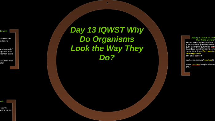 Day 13 IQWST Why Do Organisms Look the Way They Do? by Dan Covey on Prezi