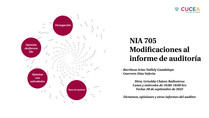 NIA 705 Modificaciones al informe de auditoría by VALERIA GUERRERO DIAZ ...