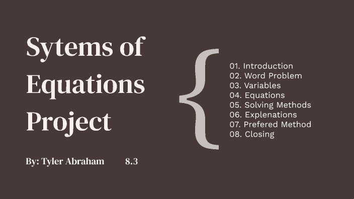 Systems of Equations Project - using real life data by Tyler Abraham on ...