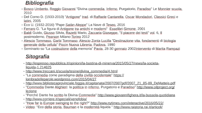 Bibliografia e sitografia by camilla minelli on Prezi