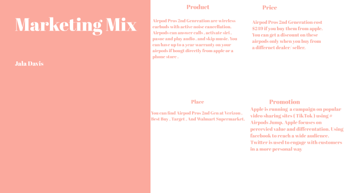 Marketing Mix by Jala Davis on Prezi