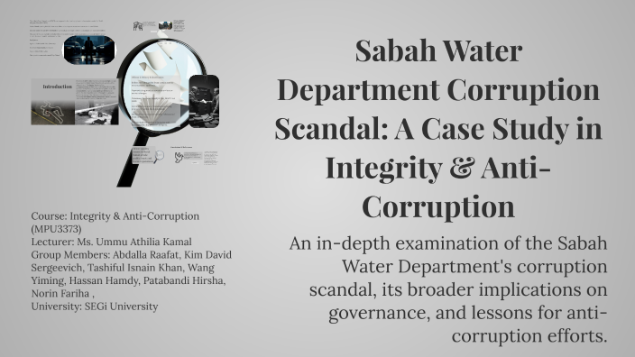 Sabah Water Department Corruption Scandal: A Case Study in Integrity ...