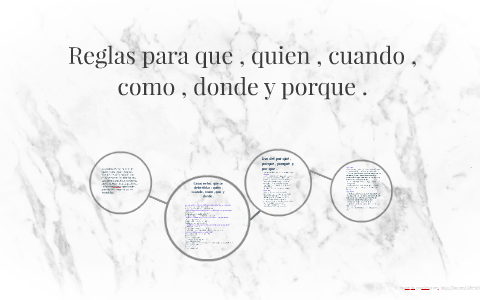 Reglas para que , quien , cuando , como , donde y porque . by Silvia ...