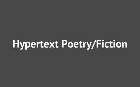 Hypertext Poetry/Fiction by Francois Claude on Prezi