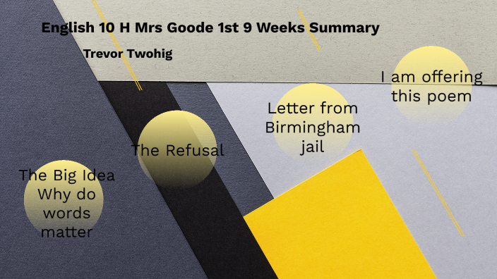English 10 H Mrs Goode Summary 1st 9 weeks project by Trevor Twohig on ...