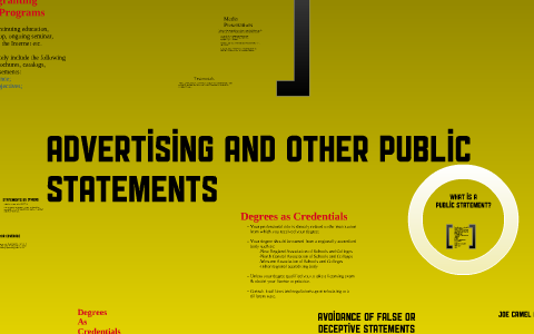 Advertising and Other Public Statements by A. Eastin on Prezi