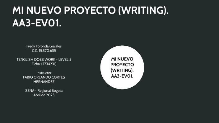 MI NUEVO PROYECTO (WRITING). AA3-EV01. by FREDY FORONDA GRAJALES on Prezi