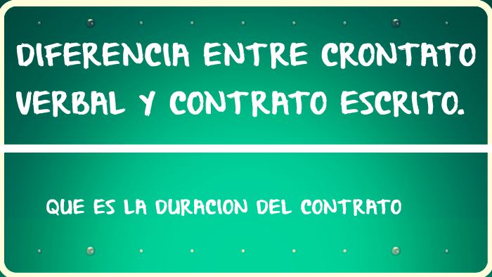 DIFERENCIA ENTRE CONTRATO VERBAL Y CONTRATO ESCRITO by Yeldy Quiroz ...