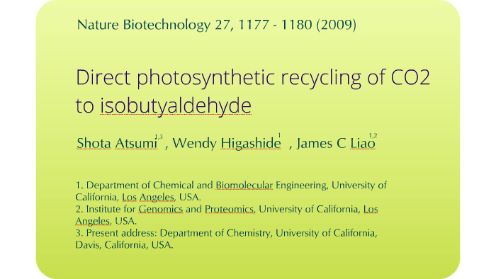 Presentation on engineering microorganism to recycle CO2 into biofuel ...