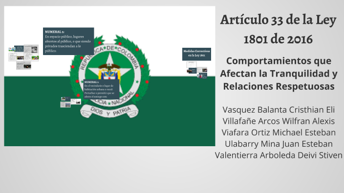 Artículo 33 de la Ley 1801 de 2016 by cristhian vasquez on Prezi