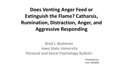 Does Venting Anger Feed or Extinguish the Flame? Catharsis, Rumination ...