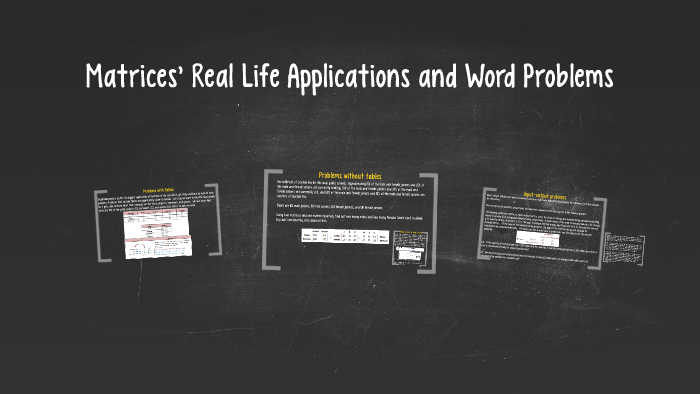 Matrices' Real Life Applications and Word Problems by Fikrat ...