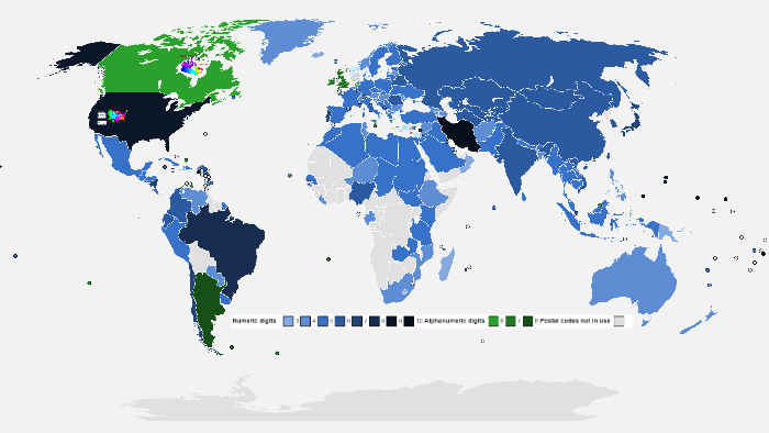 Postal codes by country and digit-type. Numeric digits: by Anas M on ...