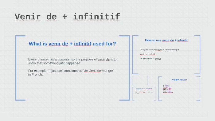 Venir de + infinitif by asdf asdf on Prezi