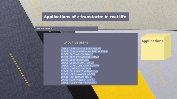 applications of z transform in real life by khush kedawat on Prezi