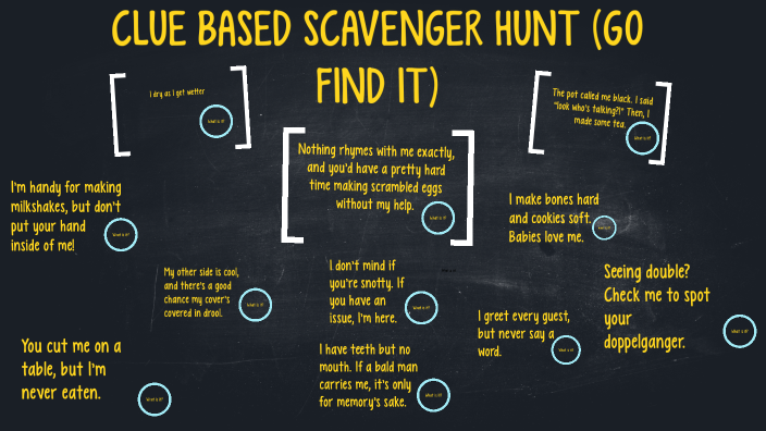 Clue Based Scavenger Hunt by Crystal Hopper on Prezi