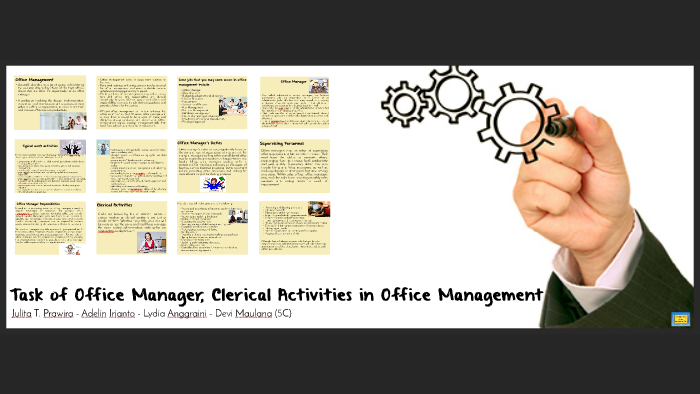 Task of Office Manager, Clerical Activities in Office Manage by julita ...