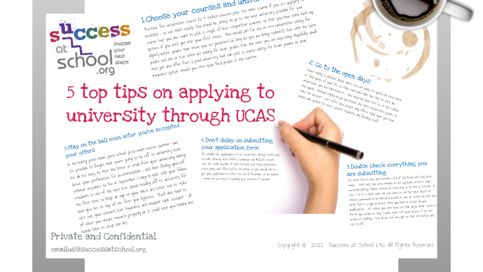 5 top tips on applying to university through UCAS by success at school on Prezi