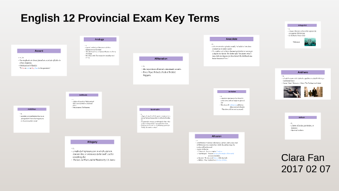 English 12 Provincial Exam Key Terms by Clara Fan on Prezi