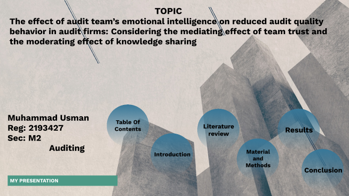 The effect of audit team’s emotional intelligence on reduced audit ...